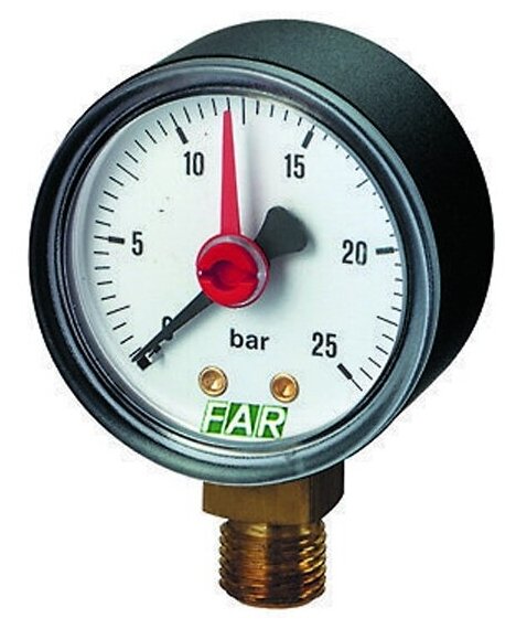 Манометр Far 1/4" (радиальное соед.) , 0-25 бар, - 30-120 °C, O 50 мм