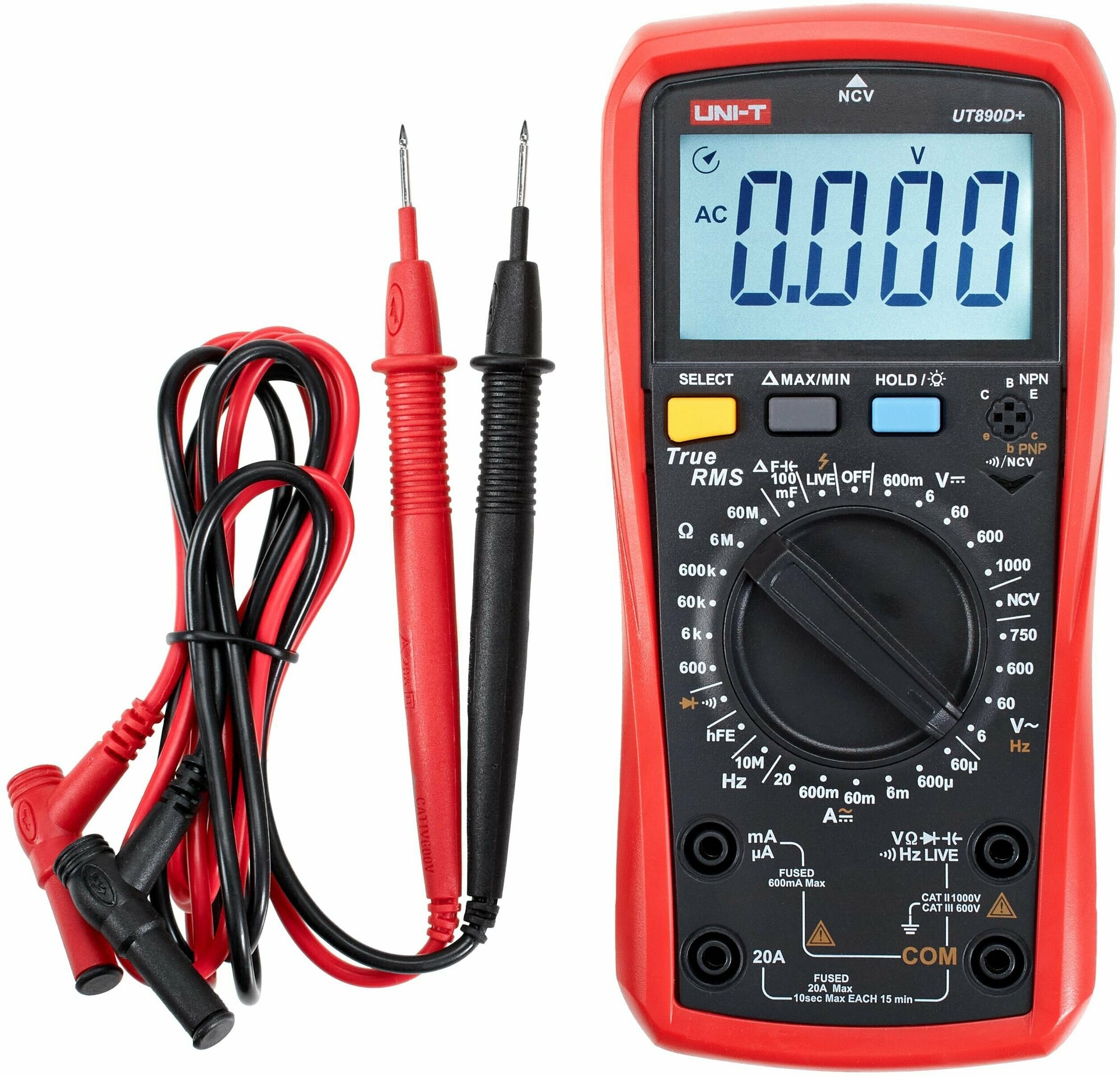 Мультиметр UT890D+ 1000V UNI-T ёмкость частота VFC NCV True RMS разрядность 6000
