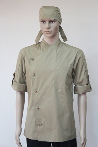 Китель поварской размер 50 с регулируемой длиной рукава хаки (ткань смесовая)