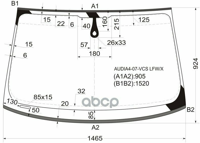 Стекло лобовое (Датчик дождя/ Молдинг) Audi A4 08-12 / S4 08-11 XYG арт. AUDIA4-07-VCS LFW/X