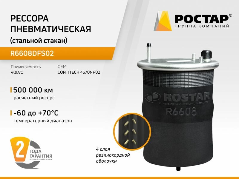 Рессора пневматическая (стальной стакан) R6608DFS02 (4570NP02)