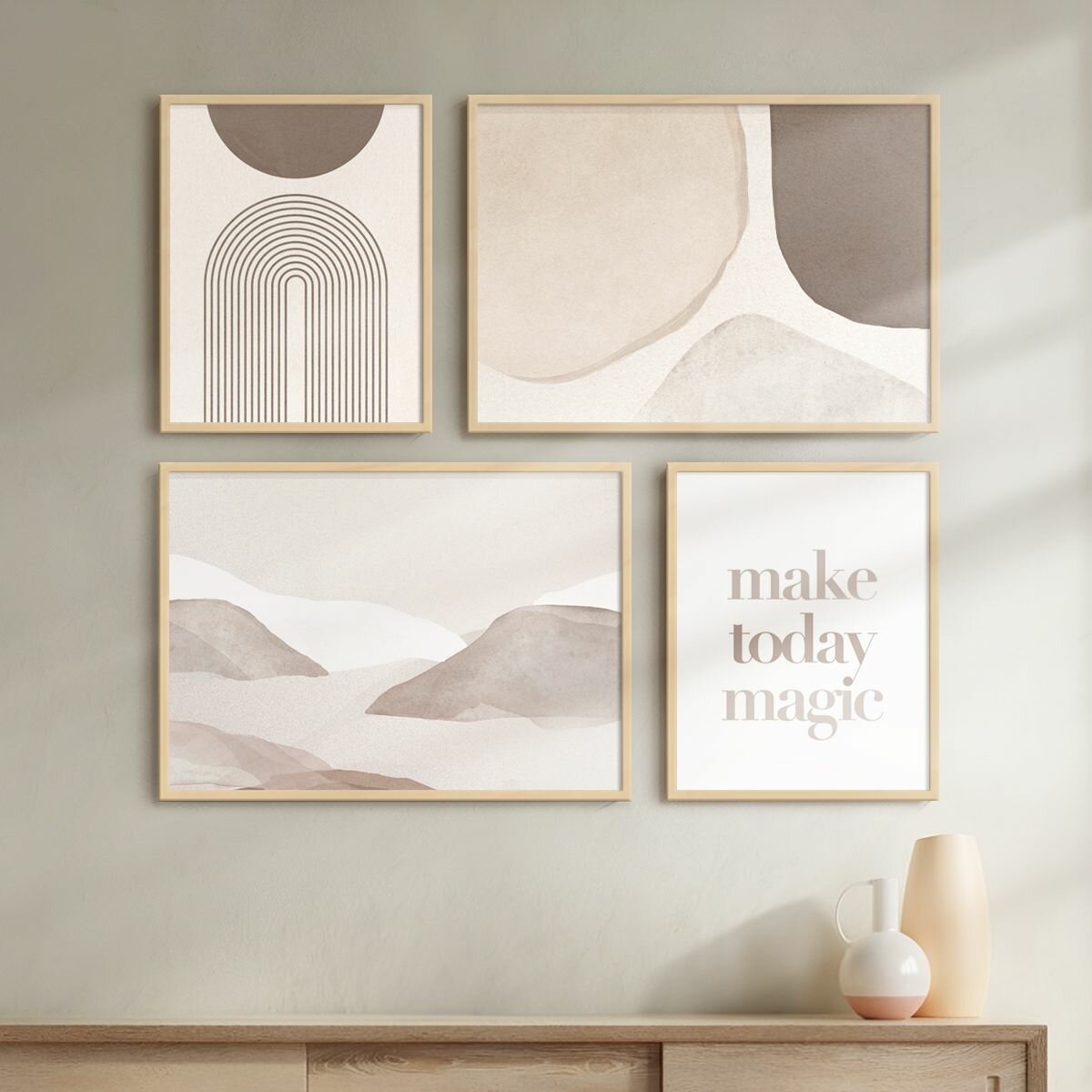 Постеры на стену для интерьера "Акварельный пейзаж" 4 шт, набор постеров, плакаты на стену, 28 Картин