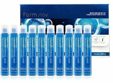 FarmStay Филлер для волос FarmStay, увлажняющий, с коллагеном, 13 мл * 10 шт