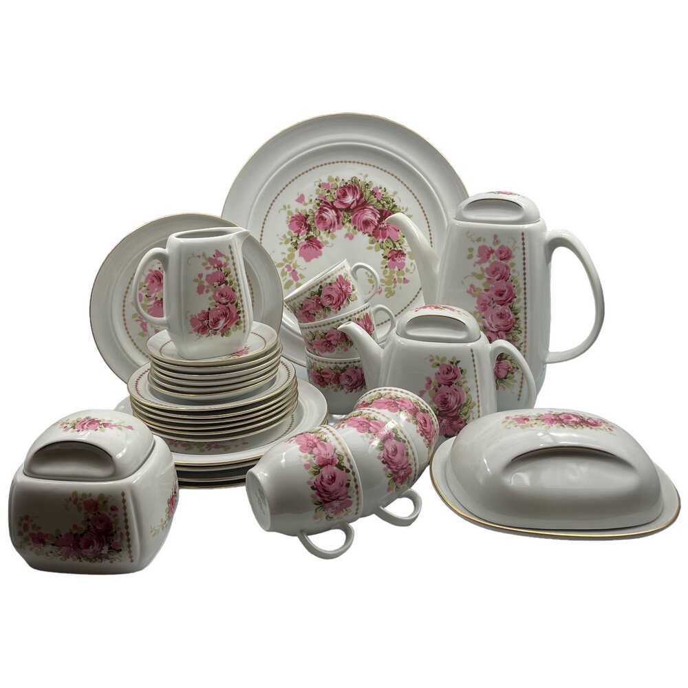Чайный сервиз "Гирлянда роз" (6 персон 39 пр), фарфор, 1973-1977 гг, JLMenau Graf von Henneberg, ГДР