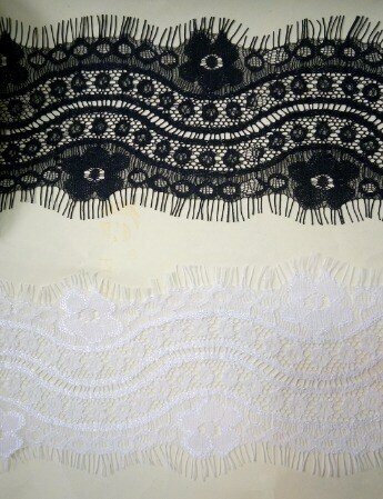 Кружево реснички (французское кружево "шантильи") шир.80мм цв. черный (2 шт по 3 метра)