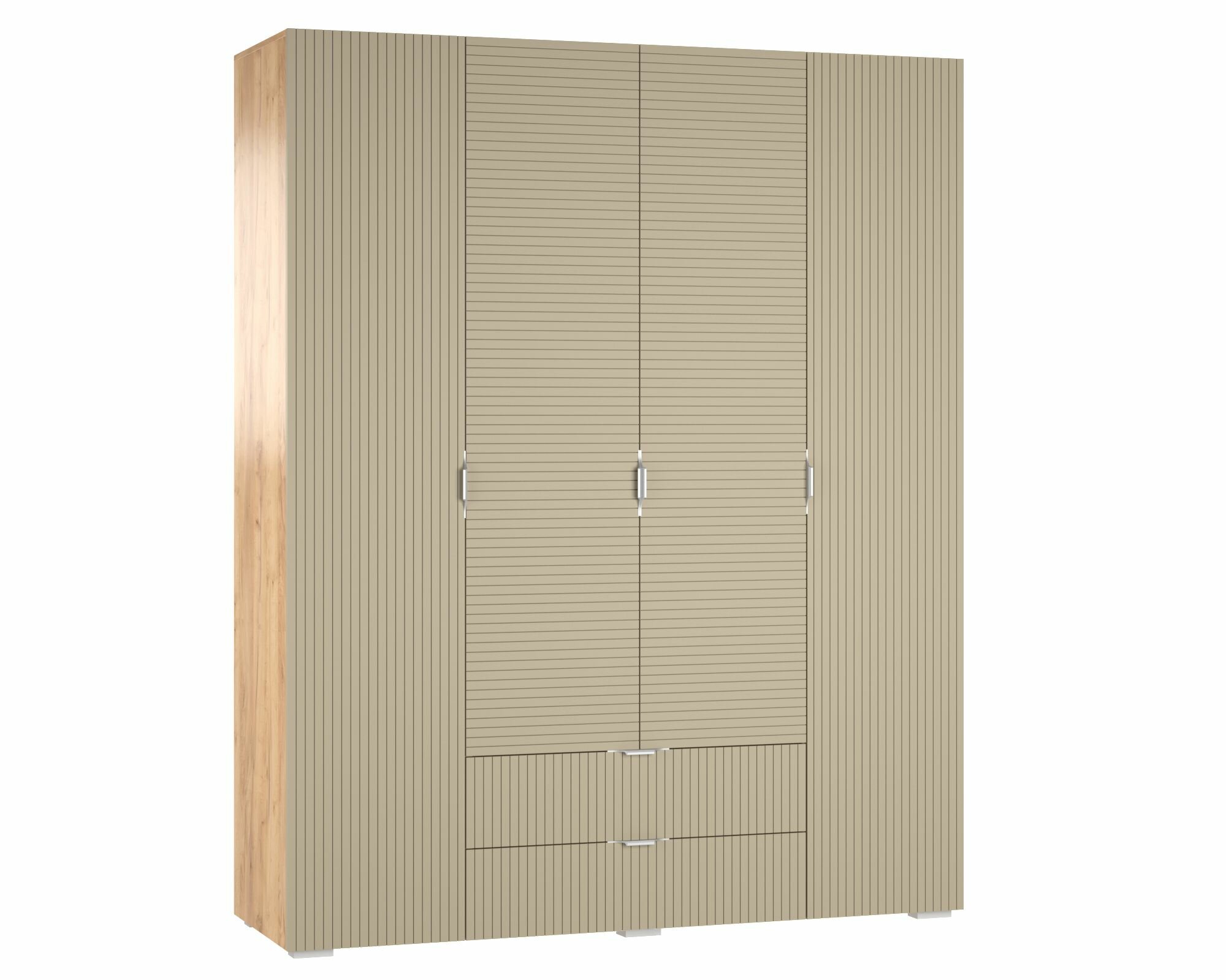 Шкаф распашной для одежды "Аметист 9" 160х200х52, дуб крафт золотой / мокко