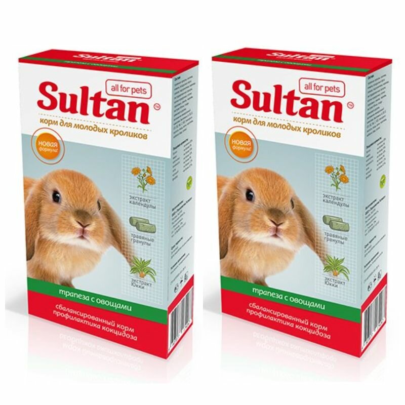 SULTAN Полнорационный корм для молодых кроликов, 400 г, 2 шт