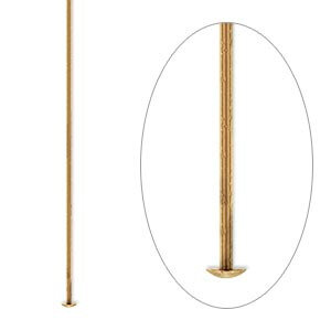 Пины со шляпкой, 50х0.723мм, базовый материал - латунь, античные позолоченные (цвет - бронза), 20 шт.