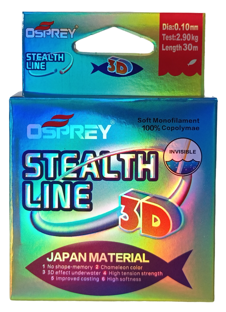 Монофильная леска хамелеон OSPREY STEALTH Line 3D, 0.10 мм, 30 метров