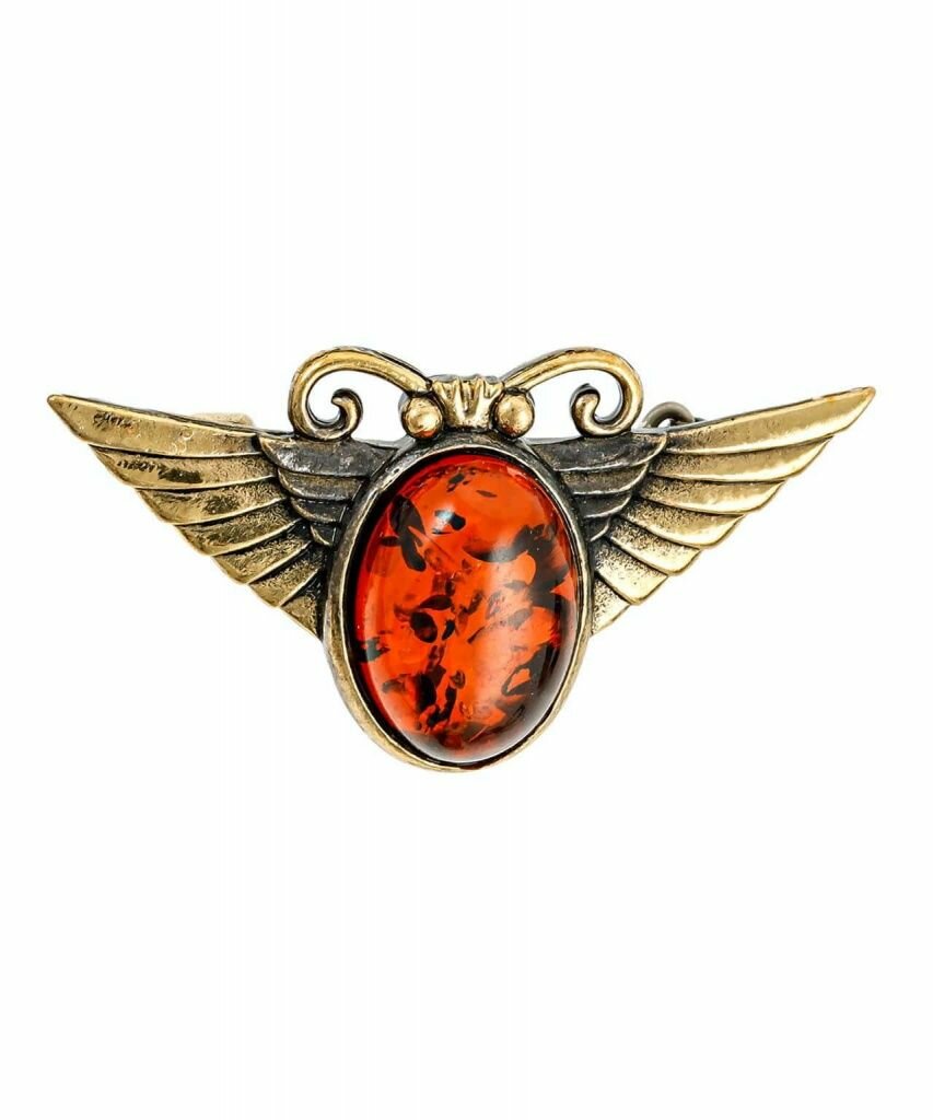 Брошь, янтарь