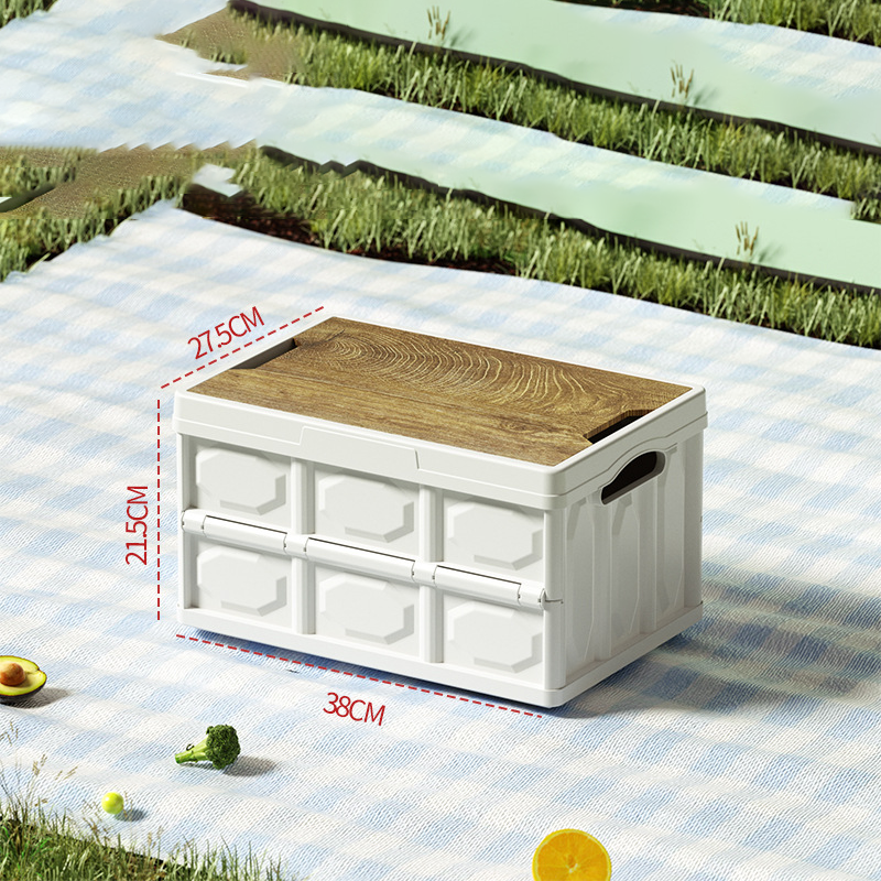 Кемпинг Складная коробка Складной контейнер для хранения с деревянной крышкой Водонепроницаемый кемпинг коробка Открытый большой складной контейнер Кемпинг M? Bel поставки черный складные коробки с деревянной крышкой, белый