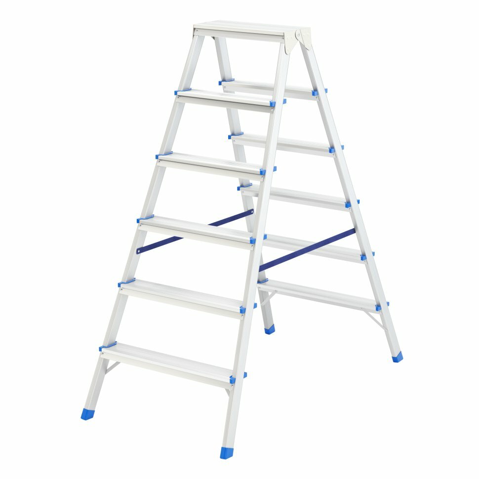 97926 Стремянка двусторонняя 6ст, алюминиевая, Россия// Сибртех