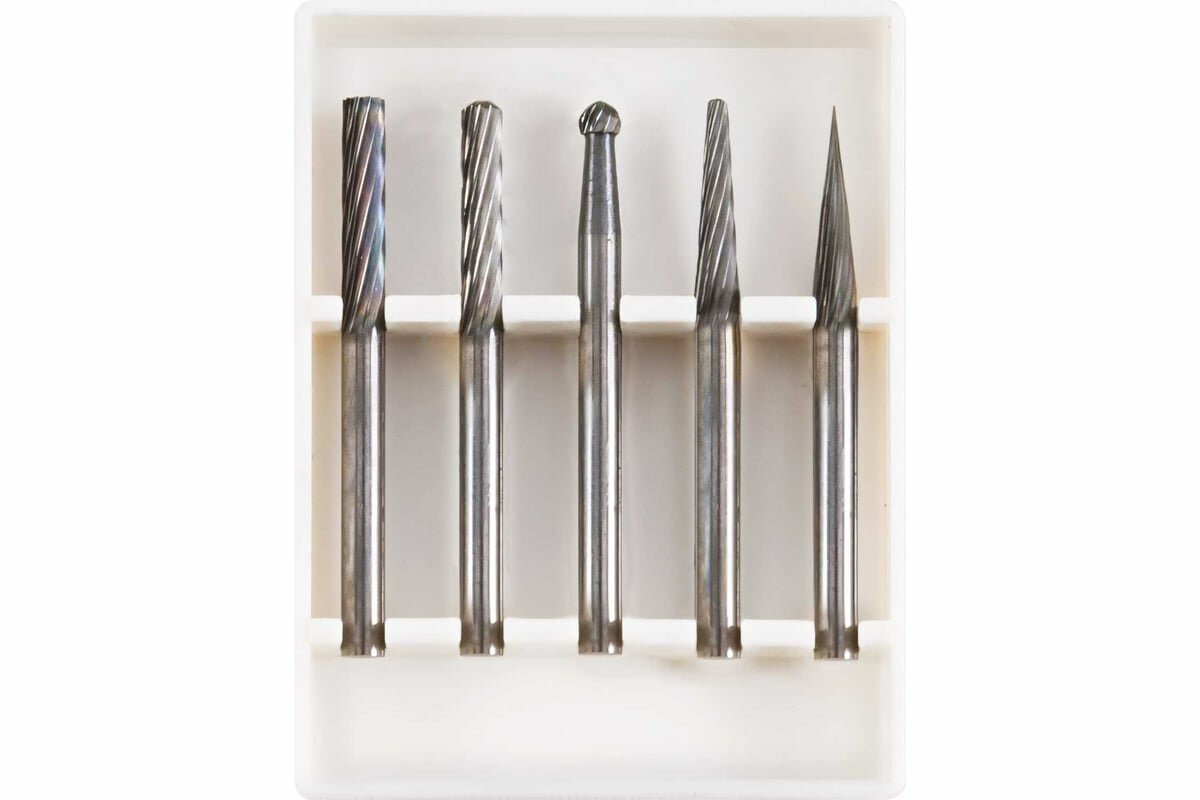 FIT HQ Шарошки твердосплавные в наборе, 5 шт диам. хвостовика 3 мм 36601