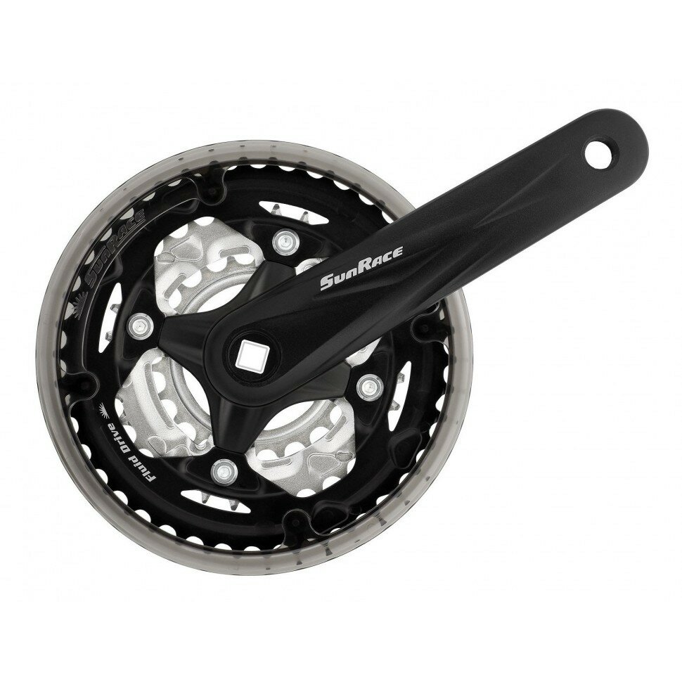 Система шатунов SUNRACE FCM600, 3x7/8ск, 170мм, SQR 123мм, 42/32/22T, с защитой, черный