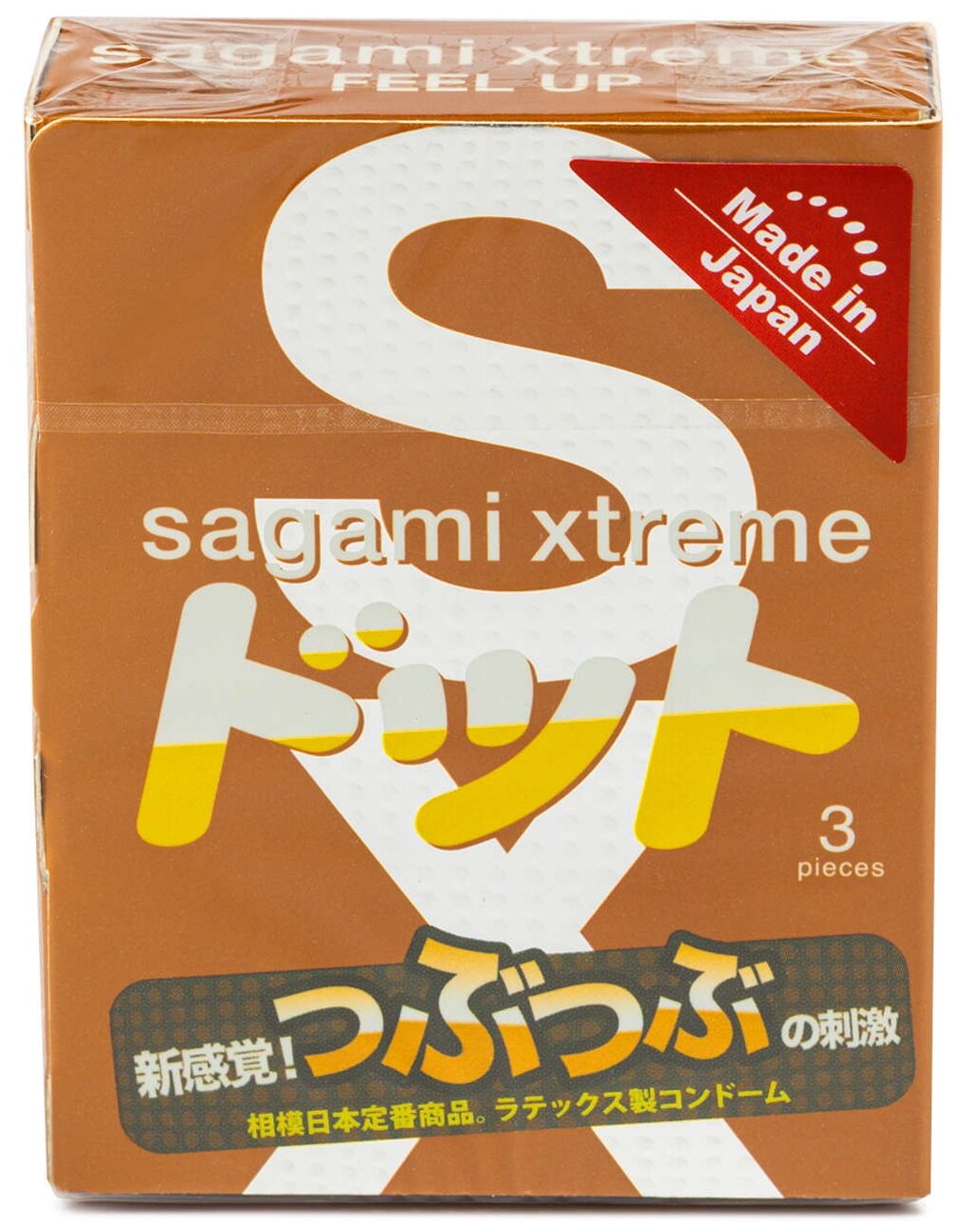 Презервативы Sagami Xtreme Feel Up с точечной текстурой и линиями прилегания - 3 шт.