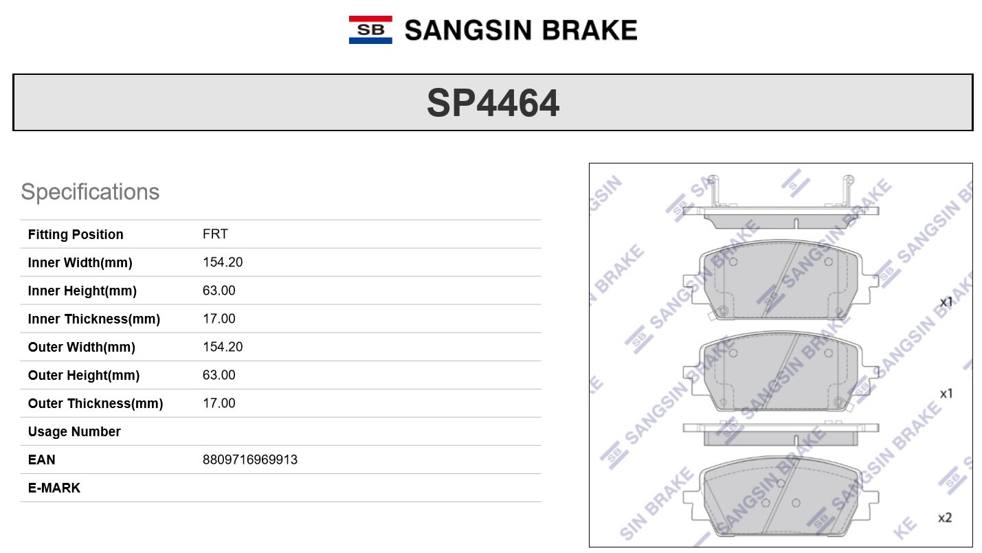 Колодки передние KIA Sorento IV (MQ4/MQ4A) 20-> SA