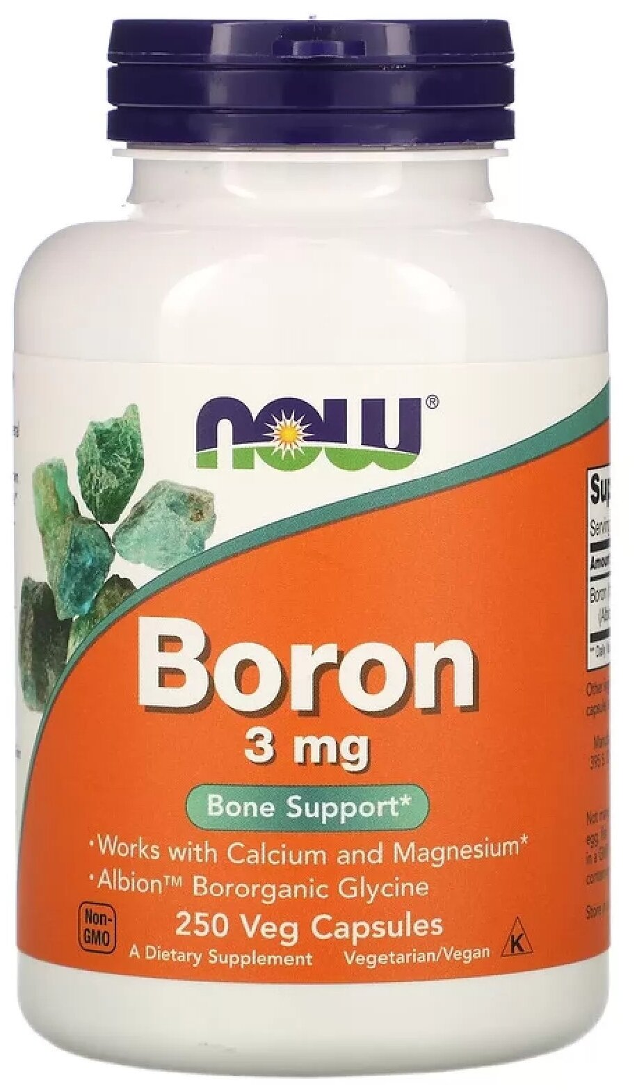 Биологически активная добавка NOW Foods "Boron", капсулы, для укрепления костей, 3 мг, 250 шт.