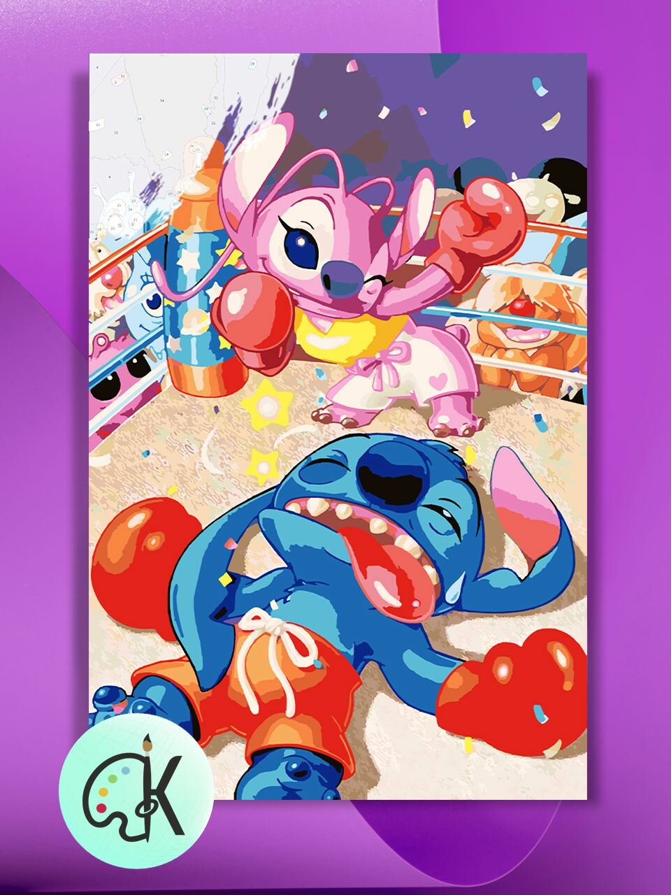 Картина по номерам на холсте Стич и Эйнджел, 40 х 60 см