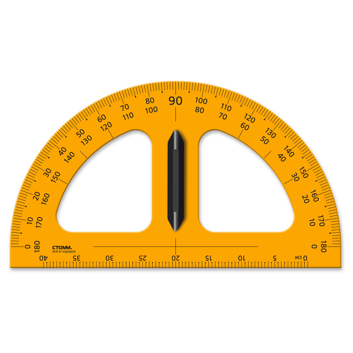 3 шт. Транспортир для школьной доски СТАММ 50см, 180° СТАММ, пластиковый, желтый, с ручкой