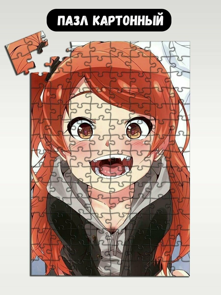 Пазл картонный А4: модель аниме ахегао девушка - 172