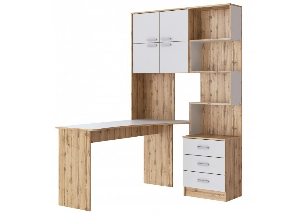 Компьютерный стол Woodville Компьютерный стол Ганор левый дуб вотан / белый