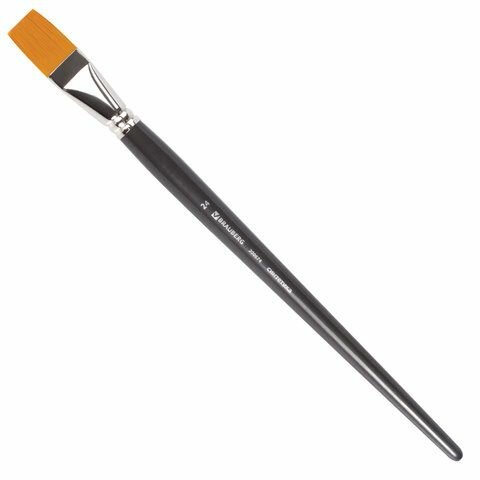 Кисть художественная Brauberg Classic, синтетика, жесткая, плоская, № 24, длинная ручка