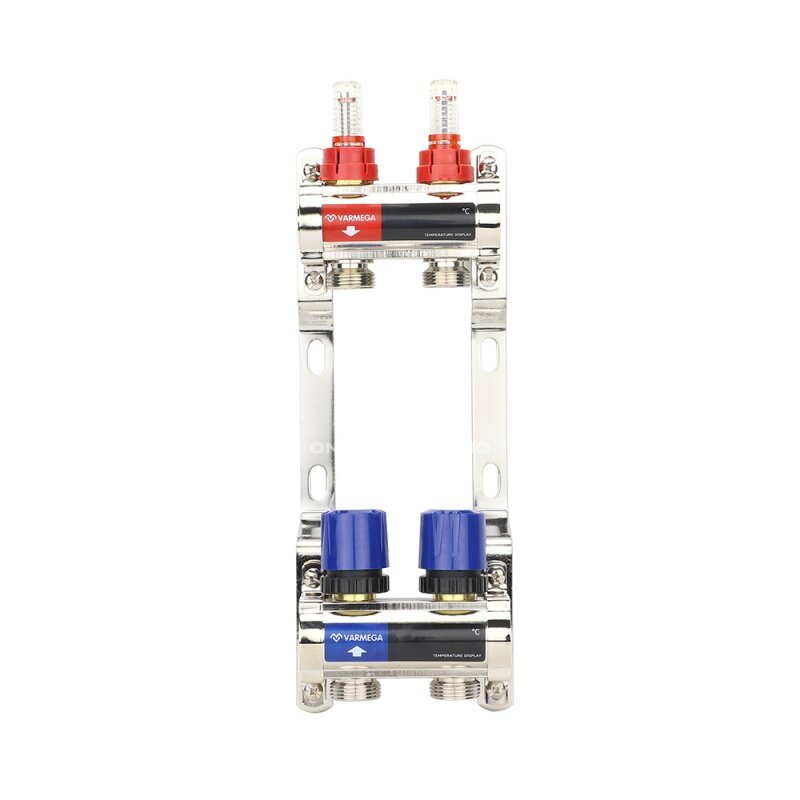 Varmega Коллектор С расходомерами без кранов латунь 1", 2 выхода x 3/4"EK (1/6)