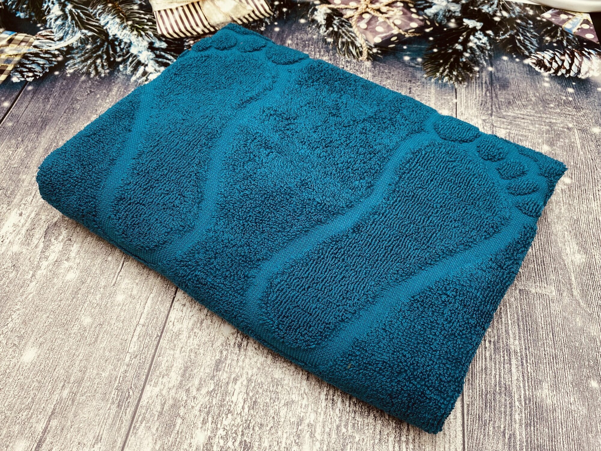 Махровое полотенце для ног, коврик для ног в ванную "Ножки" 50х70 см Темно-Синее