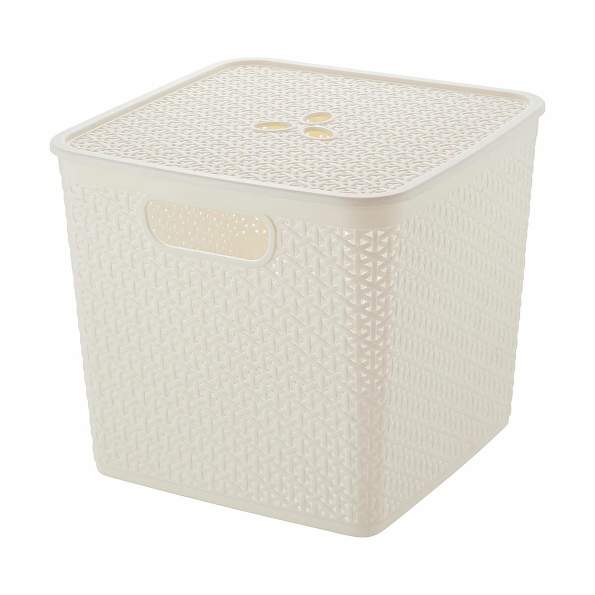 Корзина для хранения Keeplex Rattan, с крышкой, 30 x 30 x 28 см, белое облако