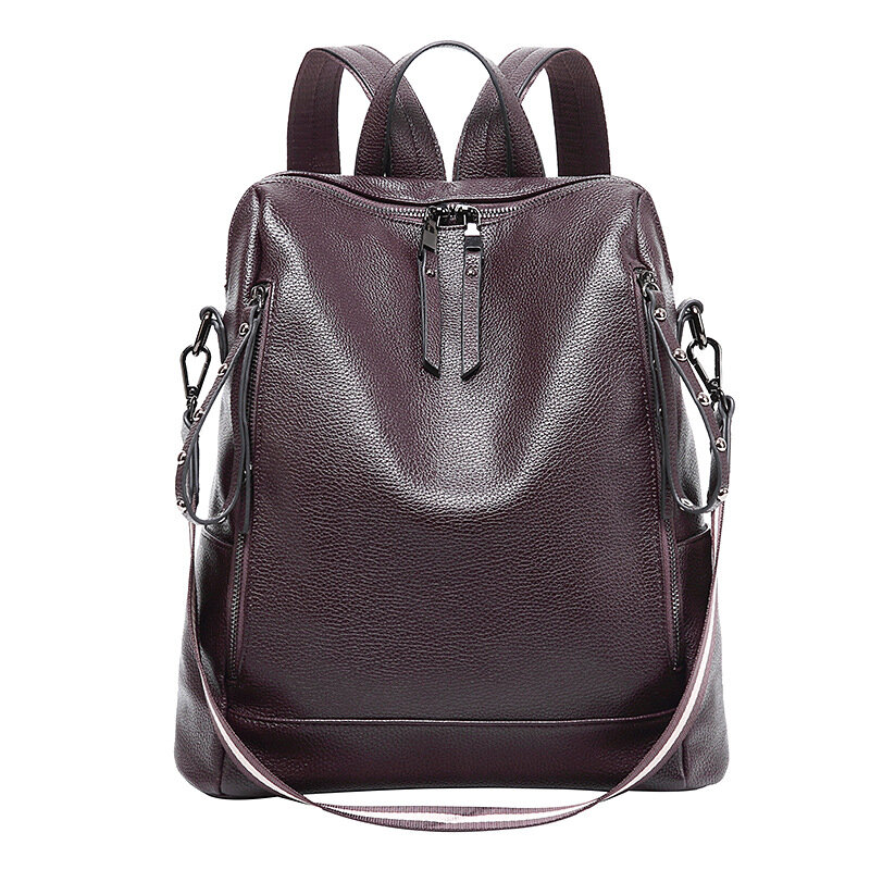Рюкзак Moxa Pocket, женский, кожа, кофейно-фиолетовый, 20-35 л