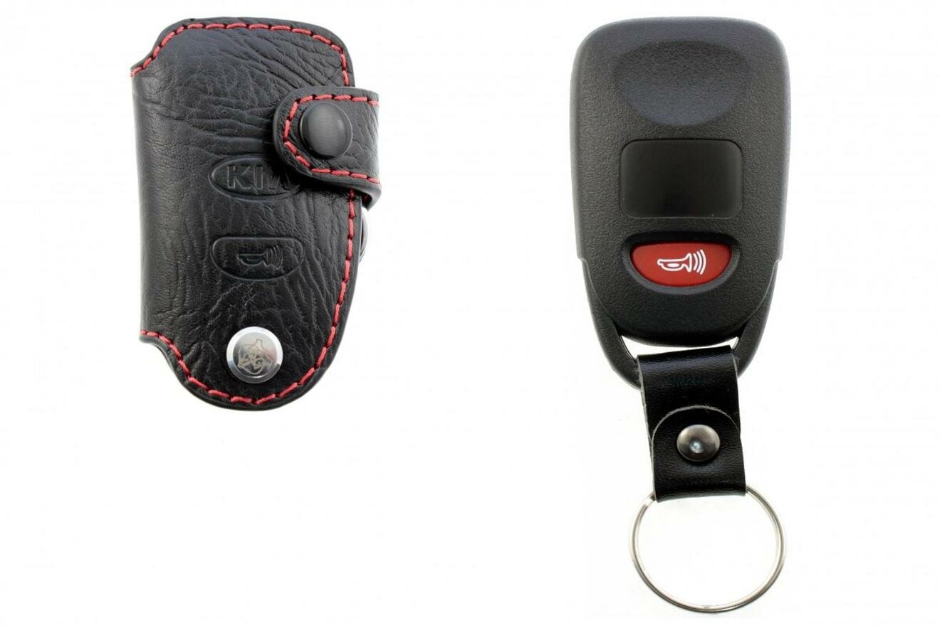 Чехол BGT для автомобильного ключа Kia (Киа), кожа, влагозащитный, ударопрочный, черный
