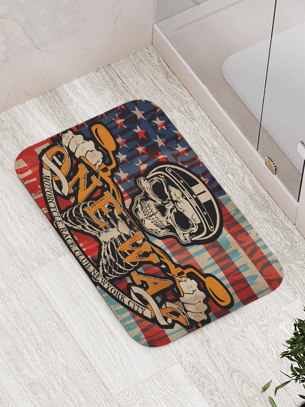 Коврик для ванной комнаты, туалета "Флаг пиратов" противоскользящий, 52х77 см, JoyArty