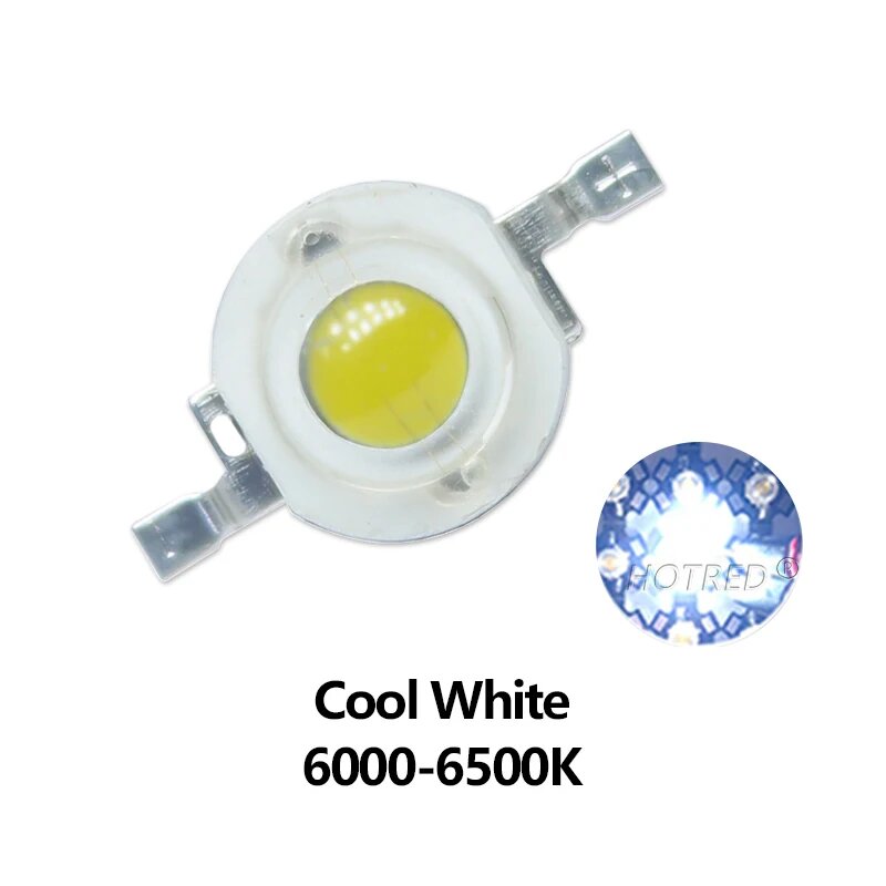 100шт Светодиодный чип 3W Cool White 6500K