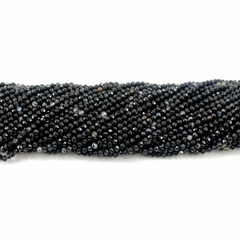 Бусины из полудрагоценных камней ZHUOHONG Черный, 3mm, Black Stripe Agate