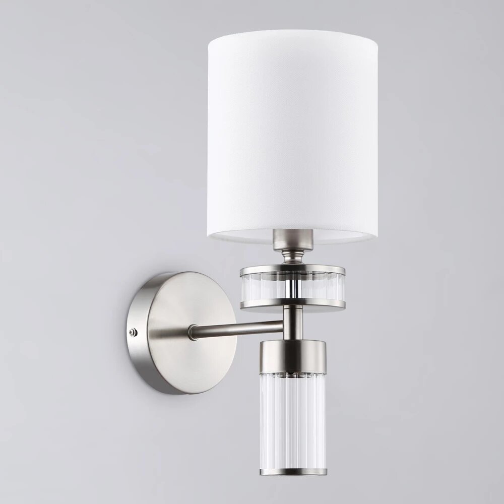 Настенный светильник с абажуром LH71295 SN/WH никель/белый E14 max 40W 210*130*340