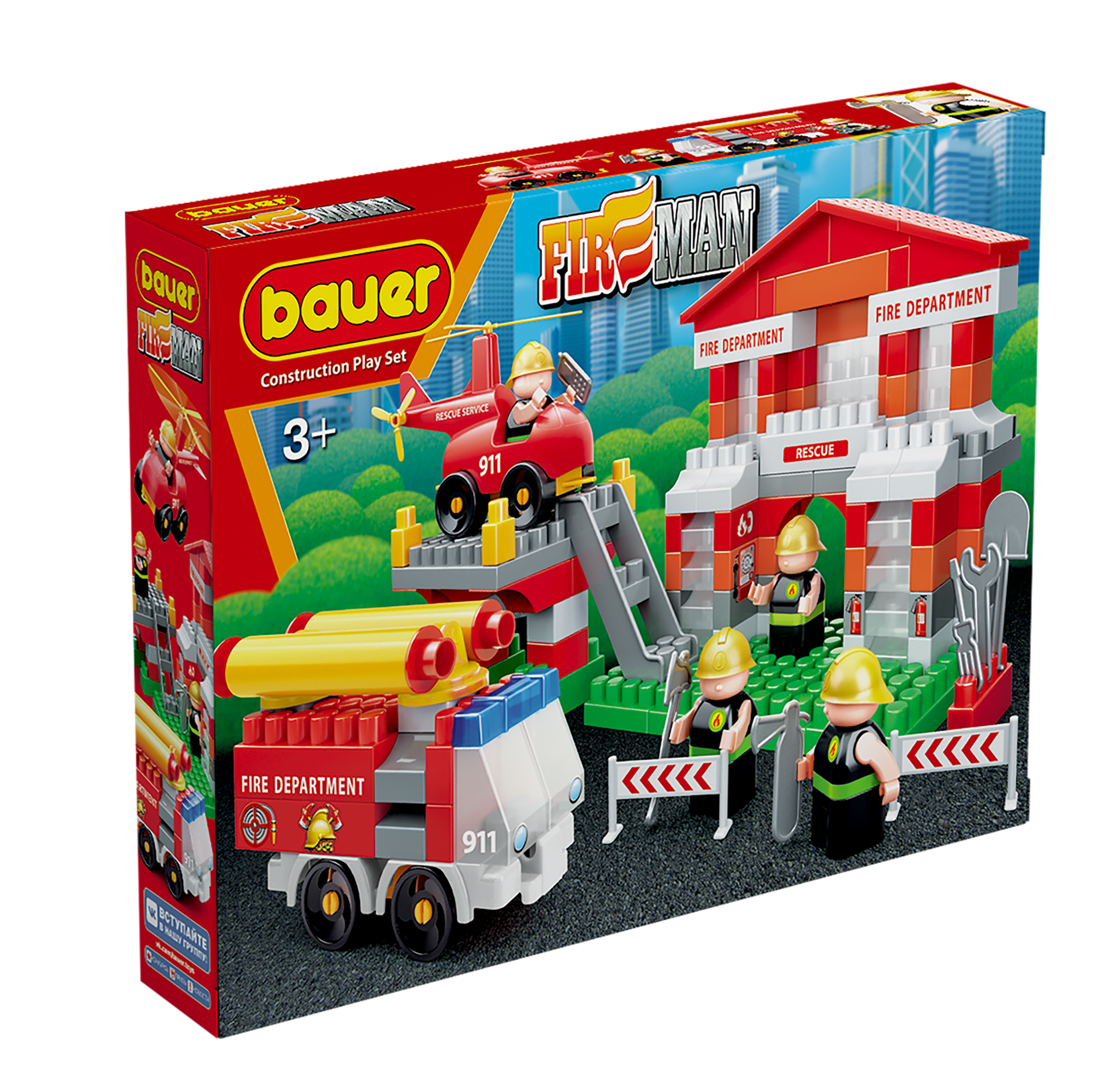 Конструктор Bauer "Пожарная часть", для детей от 3-х лет, 164 детали