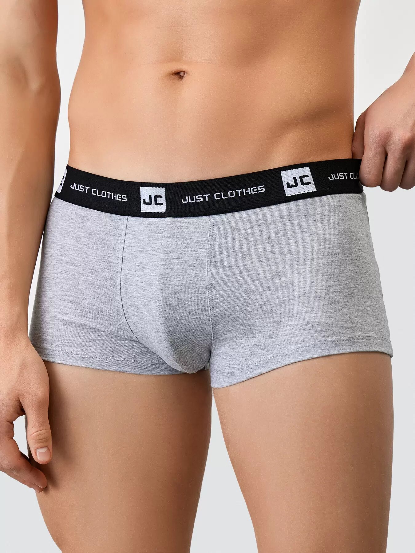 Трусы JUST CLOTHES, комплект из 3 шт., размер S, черный/серый/белый — фото 1