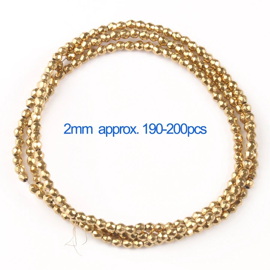 Золотые позолоченные гематитовые бусины style 4-2mm