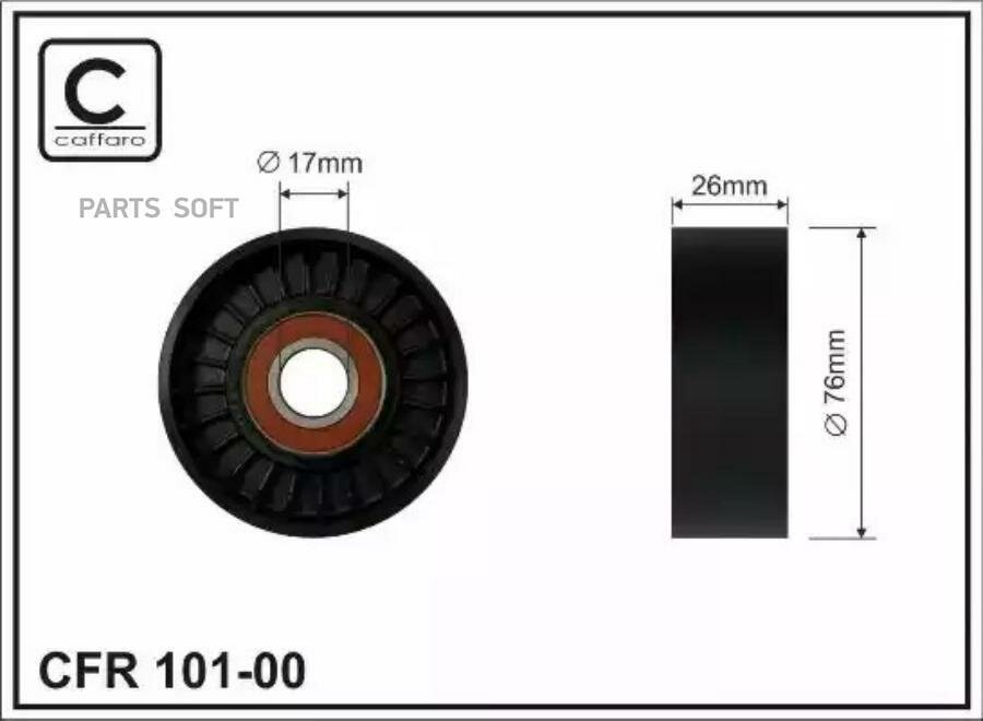 10100 CAFFARO Ролик генератора обводной Chevrolet Camaro, Buick Park Avenue, Pontiac Bonneville 3.8 76x17x26