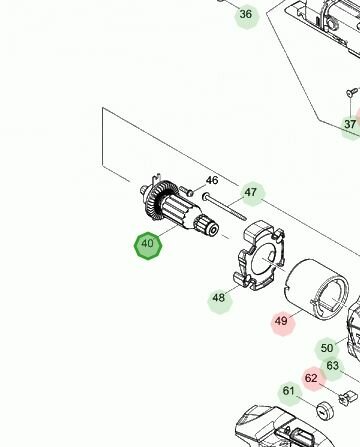 Ротор (Якорь) для аккумуляторной сабельной пилы MAKITA DJR186, 519392-1