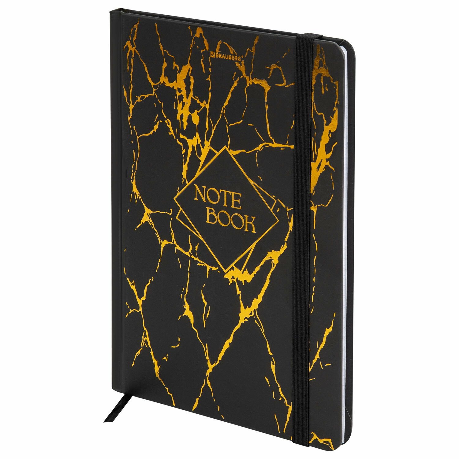 Блокнот Brauberg "Marble", с резинкой, в клетку, 96 листов, А5 145х203 мм, твердая обложка с фольгой