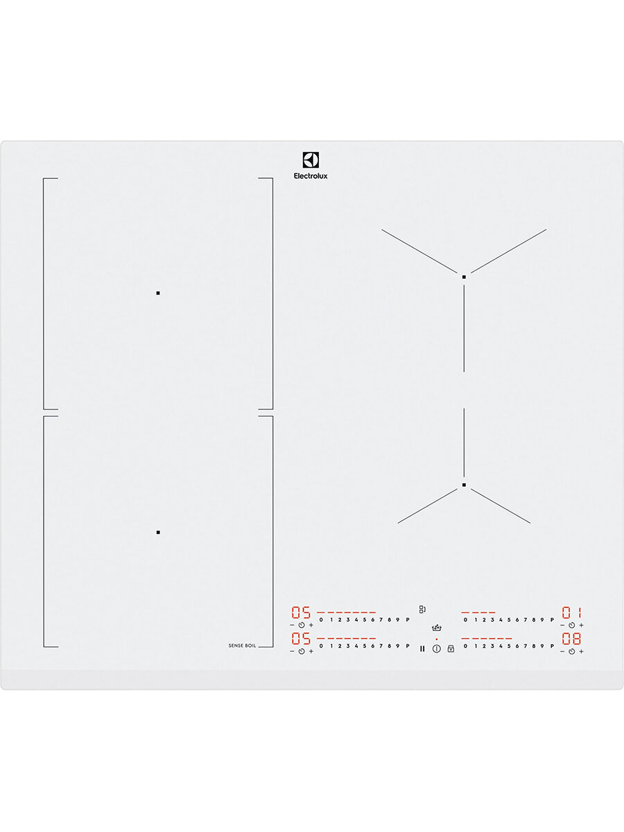Встраиваемая индукционная варочная панель ELECTROLUX CIS62450FW, 4 конфорки, сенсорный слайдер независимая установка, белая