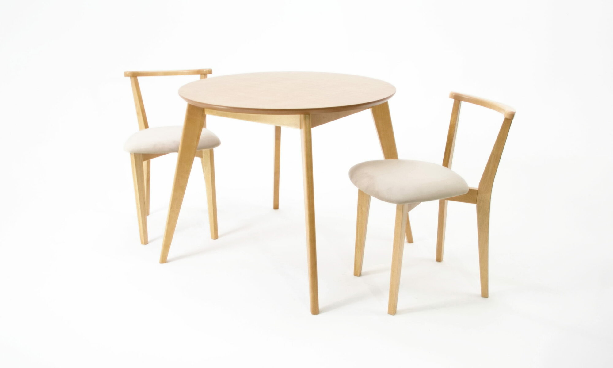 Стол ZiP-mebel Сканди К 100 со стульями Франк Натур/Велюр Бежевый