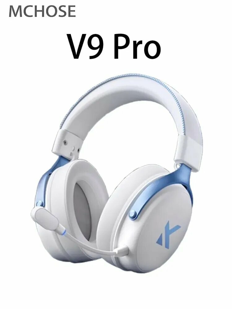 MCHOSE Наушники с микрофоном Mchose V9 PRO, Радиоканал, Bluetooth, USB Type-C, белый, синий