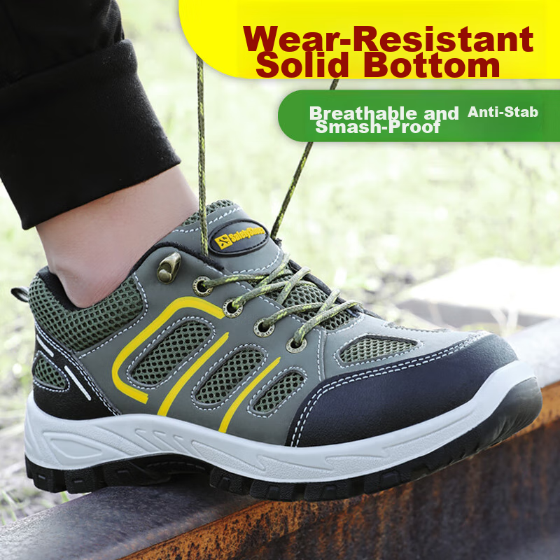 Jingtu Safety Shoes for Men, Wear-Resistant, Steel Toe Cap, Puncture-Proof, Protective Work Site Functional Shoes 9157 Size 40