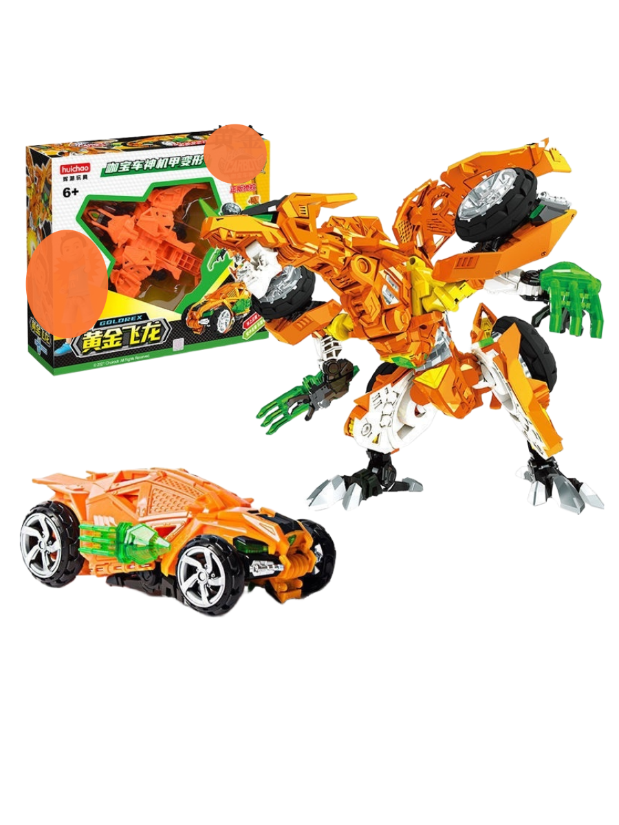 Робот Дракон трансформер оранжевый, трансформируется в гоночный автомобиль