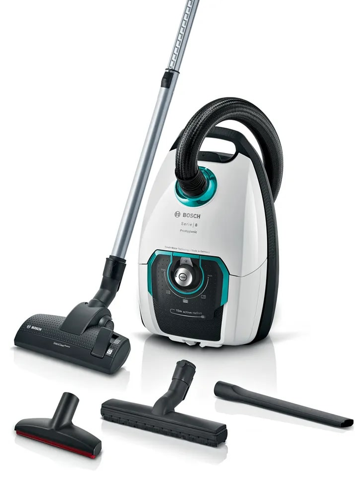 Пылесос Bosch BGL8HYG2, белый, напольный мешковый, с фильтром HEPA и системой PowerProtect для сухой уборки