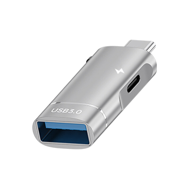 Адаптер Type-C к USB 3.0 OTG для iPhone 15, Huawei, ПК - Серебристый, в пакете, высокоскоростная передача данных
