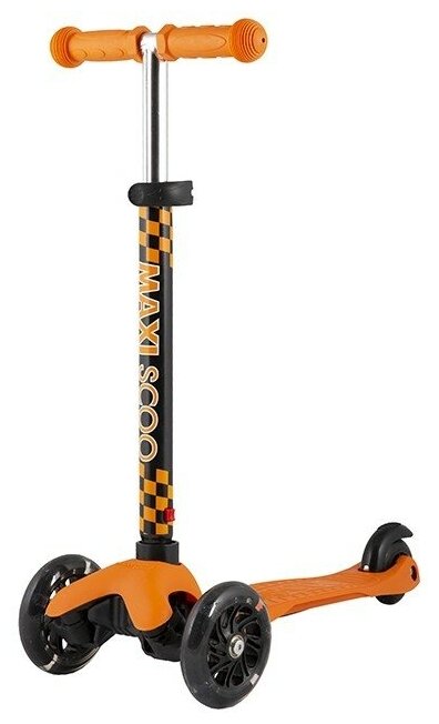 Самокат Трехколесный, со Светящимися Колесами, Оранжевый - MSC-B082004