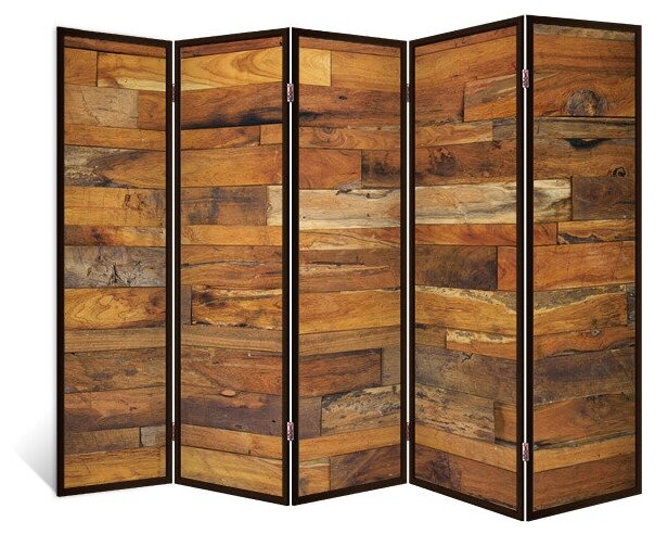 Ширма перегородка Деревянный лофт 5 створок венге 176х230 см